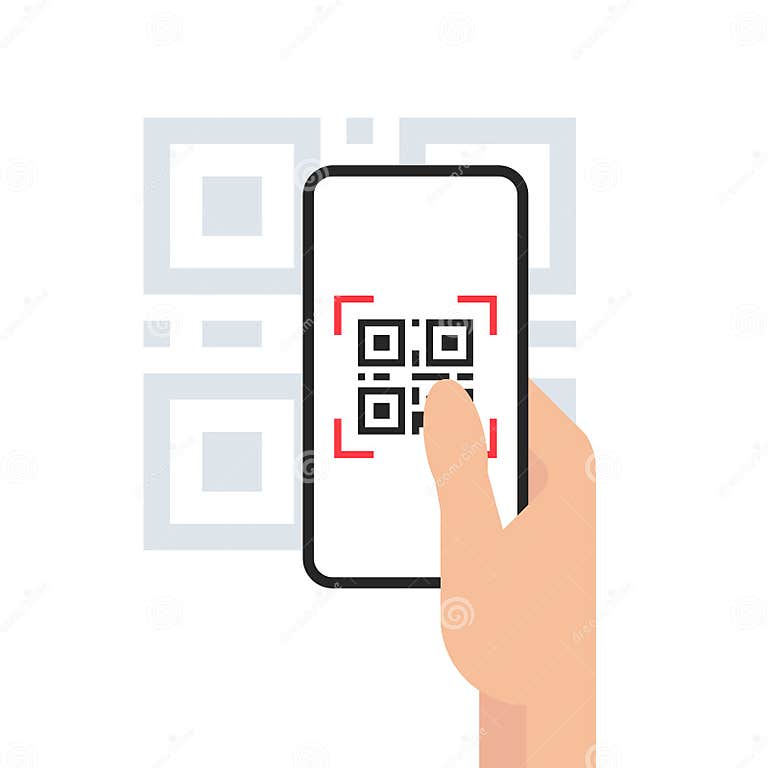 QR Code Mobile Phone Scan on Screen Stock Vector - Illustration of ...
