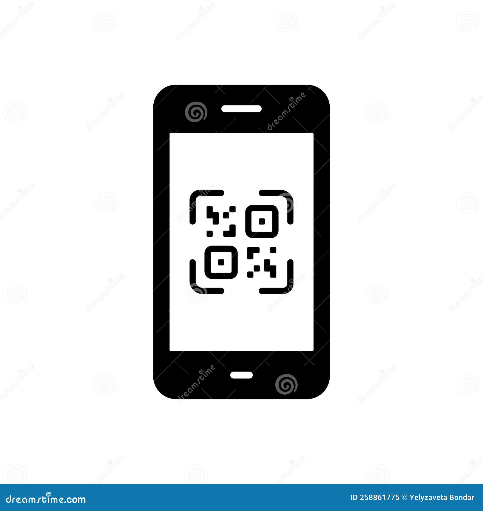 QR Code on Mobile Phone Silhouette Icon. Square QRcode App Scanner ... QR Code on Mobile Phone Silhouette Icon. Square QRcode App Scanner ...