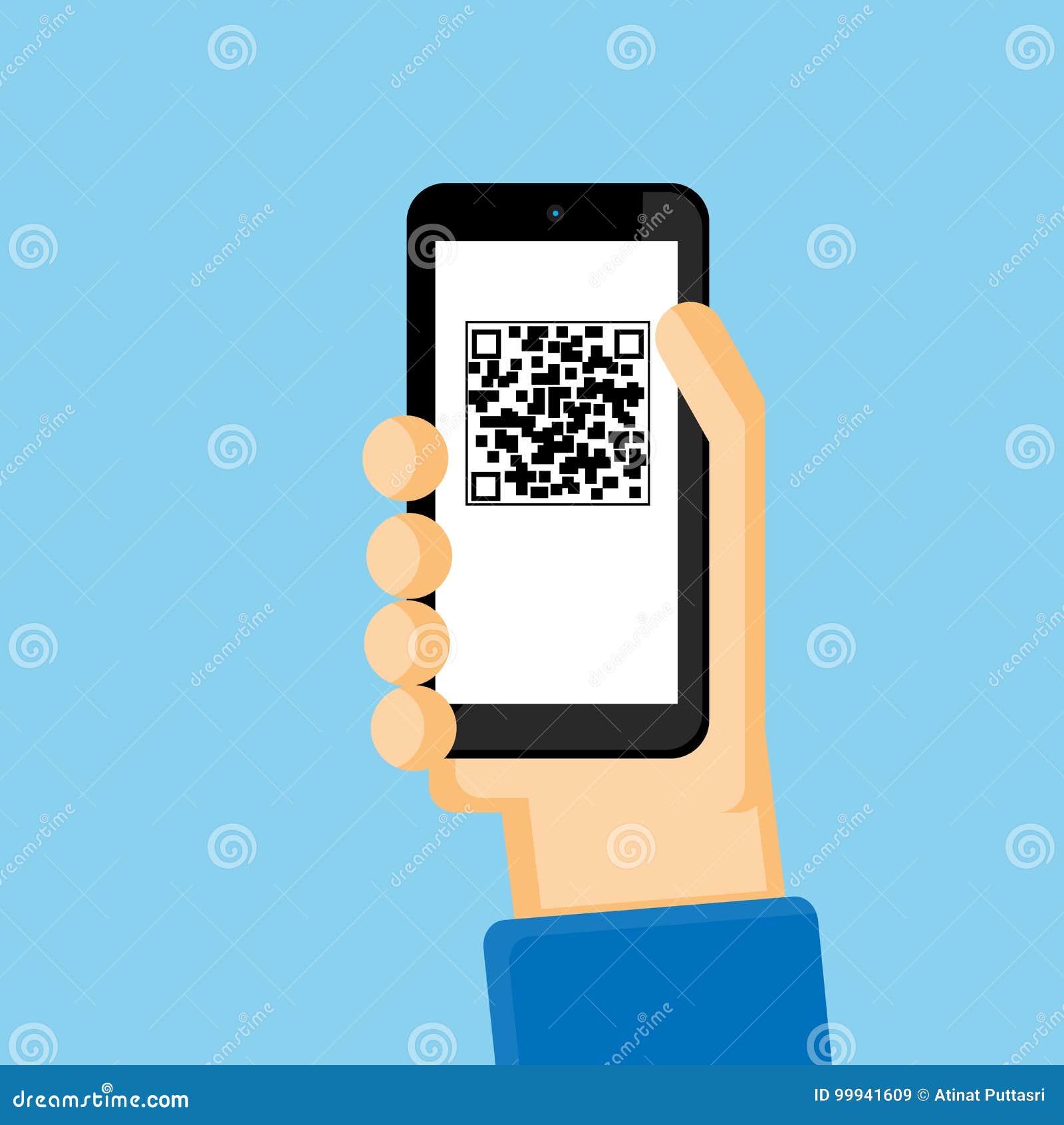 QR code on mobile phone stock vector. Illustration of phone - 99941609