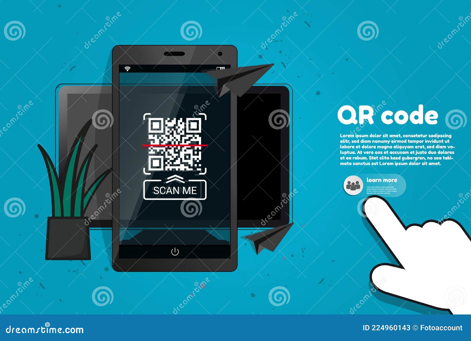 QR Code Mobile Scan Me Concept - Vector Illustration Isolated on ...