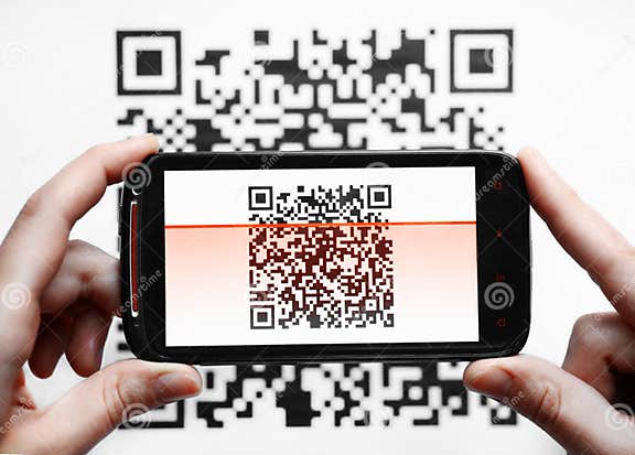 QR code mobile scanner stock photo. Image of hold, information - 30844696