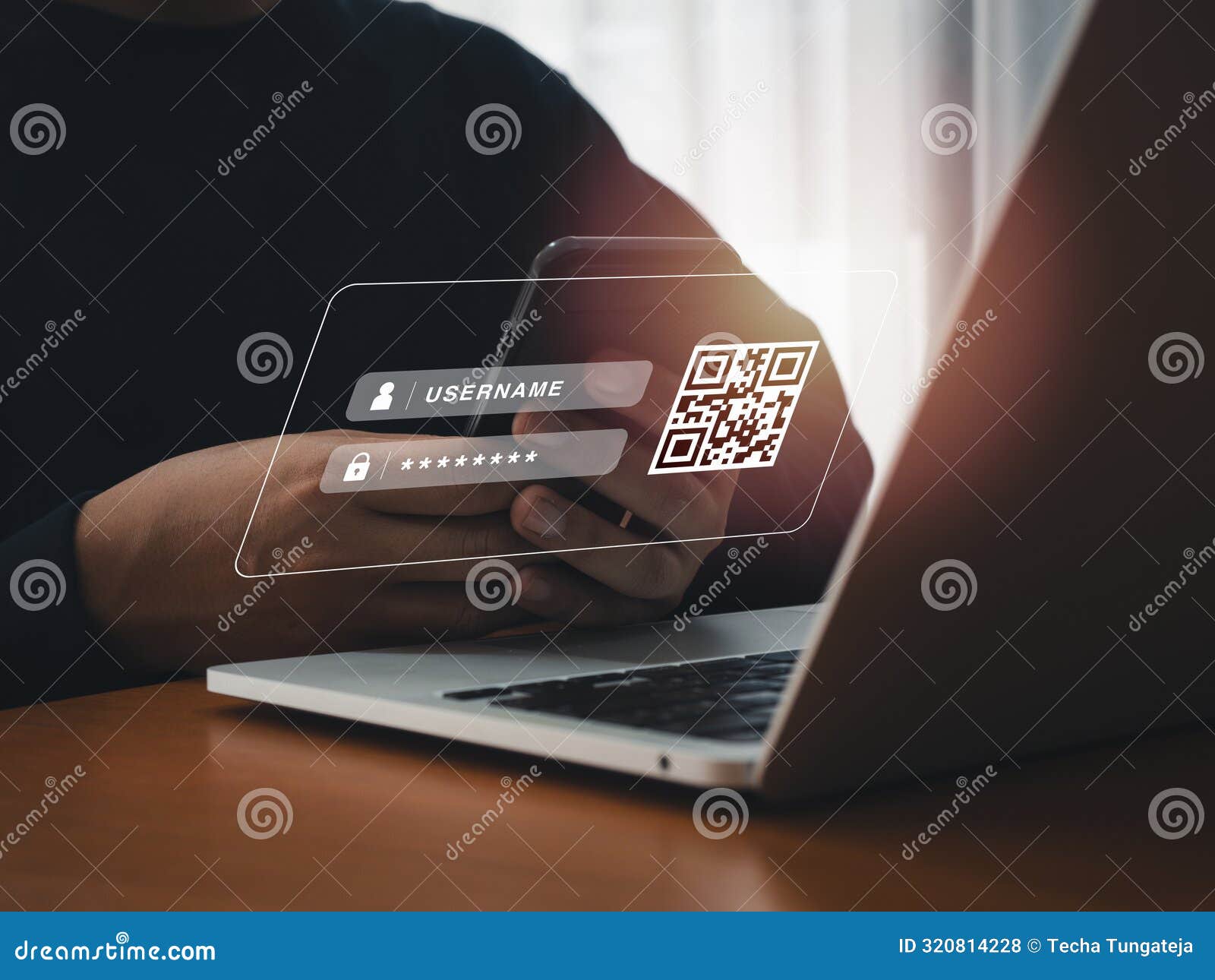 QR Code, Multi Factor Authentication Security Concept. Digital QR Code ...