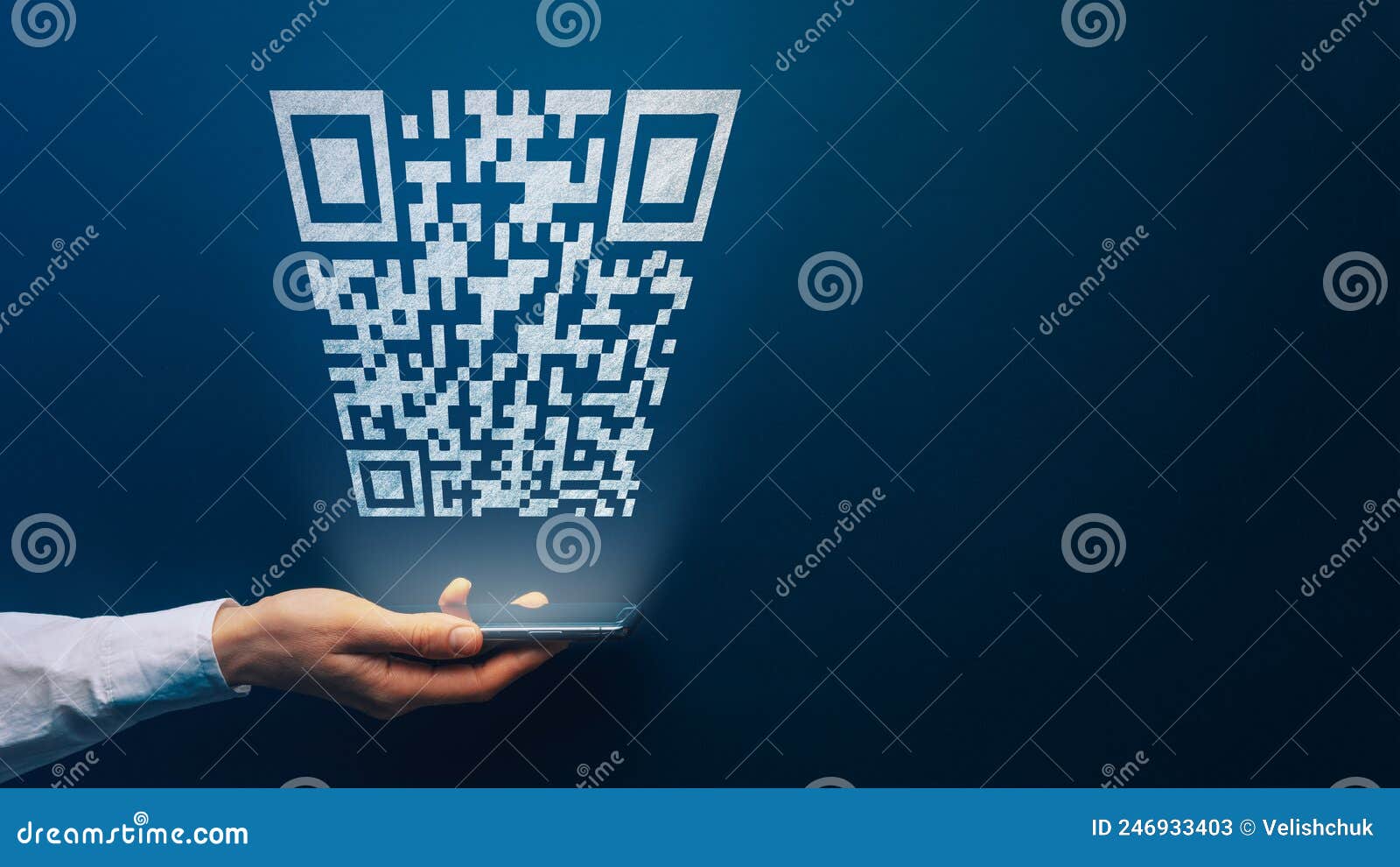 Qr Code Payment Concept. Hand Holding Mobile Smart Phone with Qr Code ...