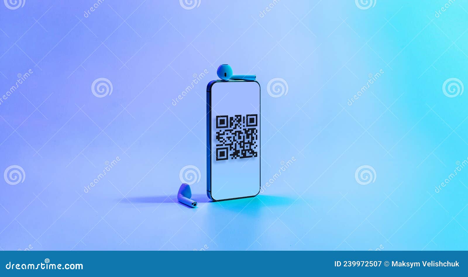 Qr Code Payment. Digital Mobile Smart Phone with Qr Code Scanner on ...