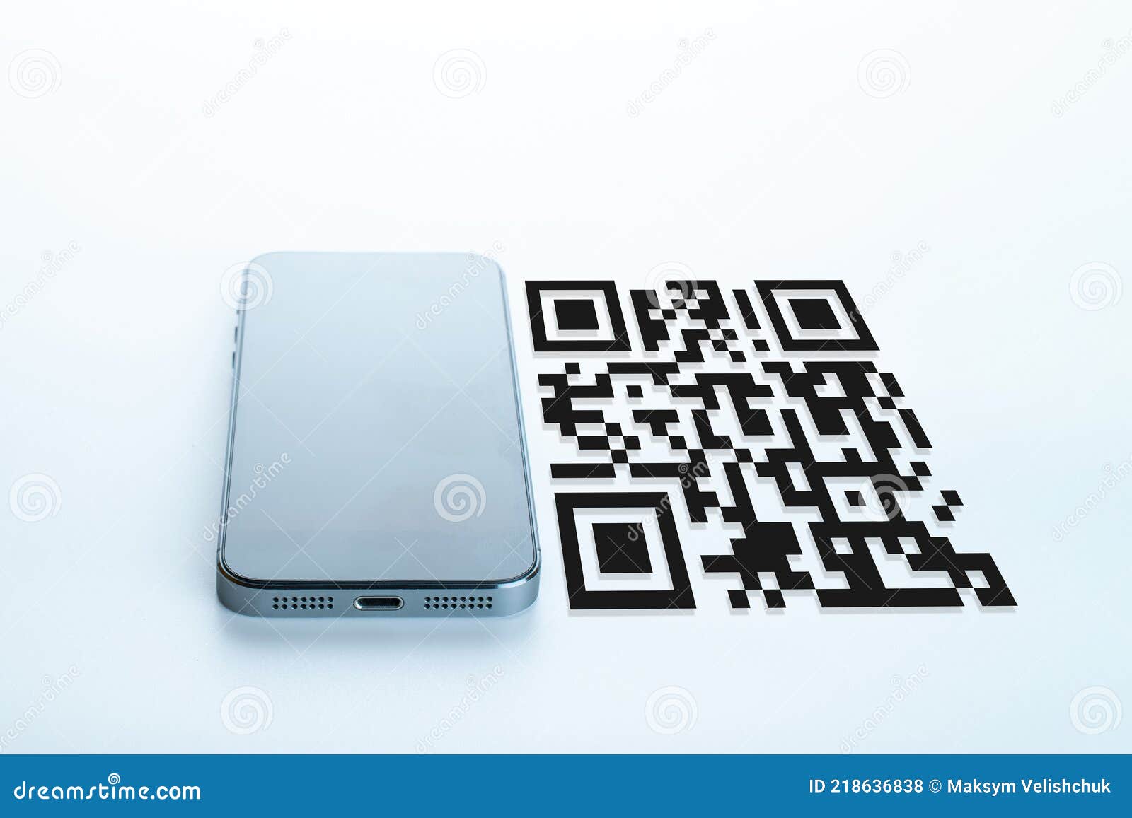 Qr Code Payment. Digital Mobile Smart Phone with Qr Code Scanner on ...