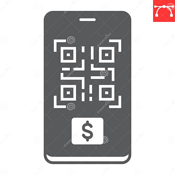 QR code payment glyph icon stock vector. Illustration of technology ...