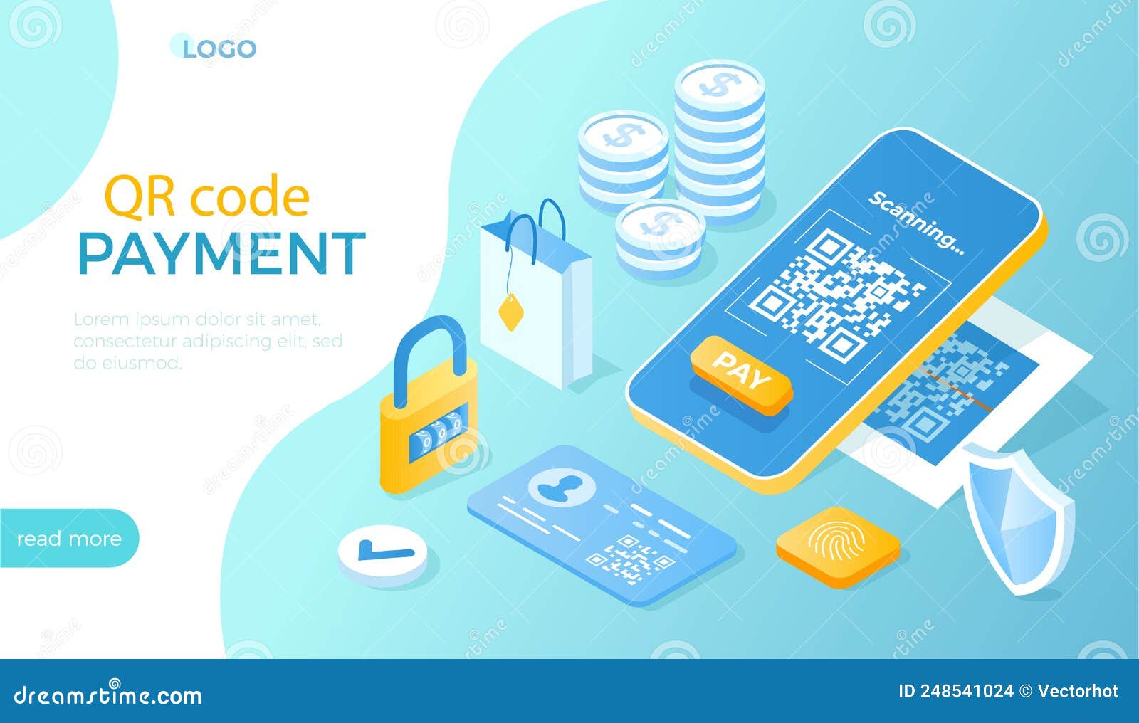 QR Code Payment. Mobile Phone Scans QR Code. Fast Cashless Payments For ...