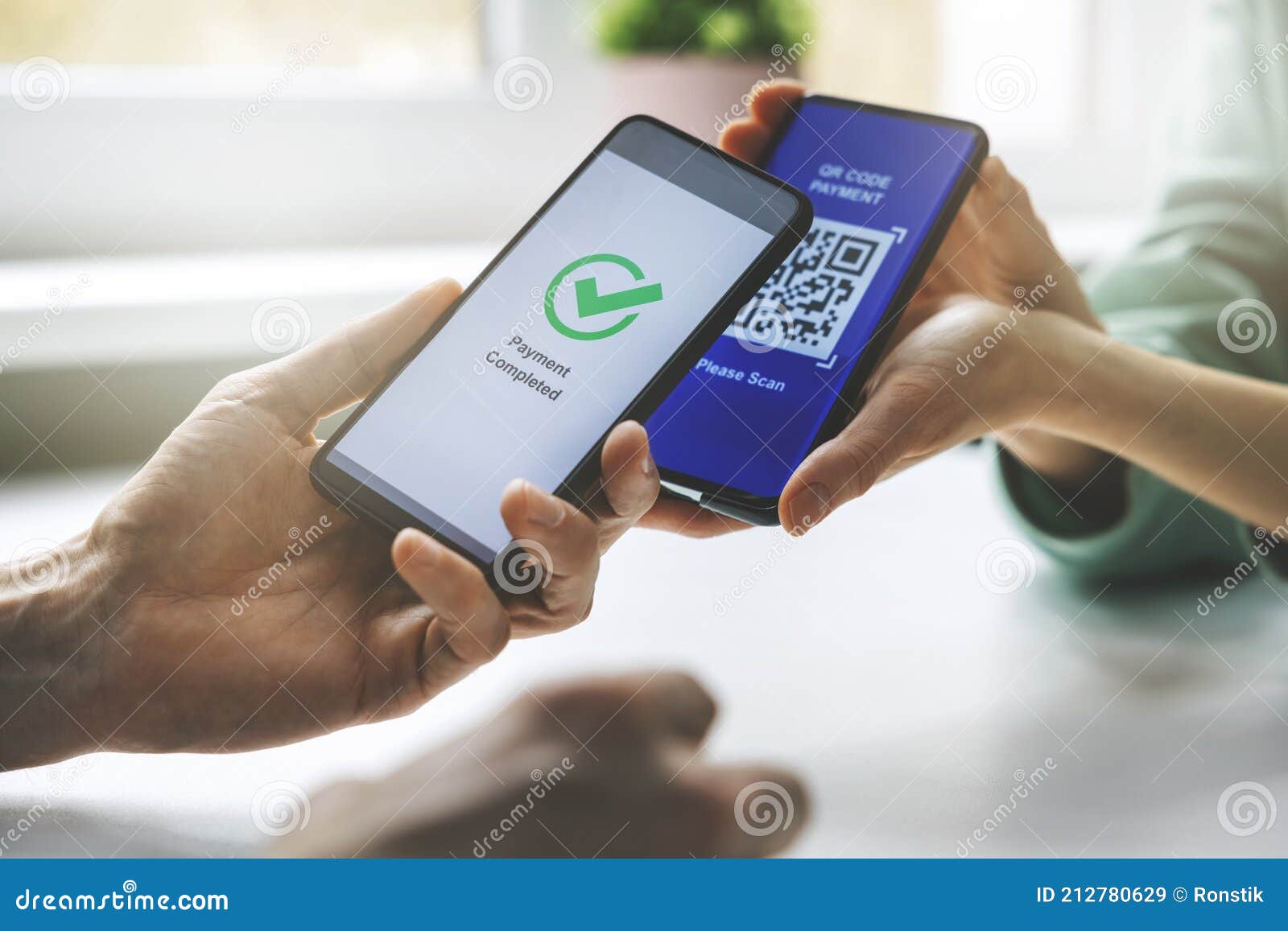 Qr Code Payment Digital Mobile Smart Phone With Qr Code Scanner On Smartphone Screen For