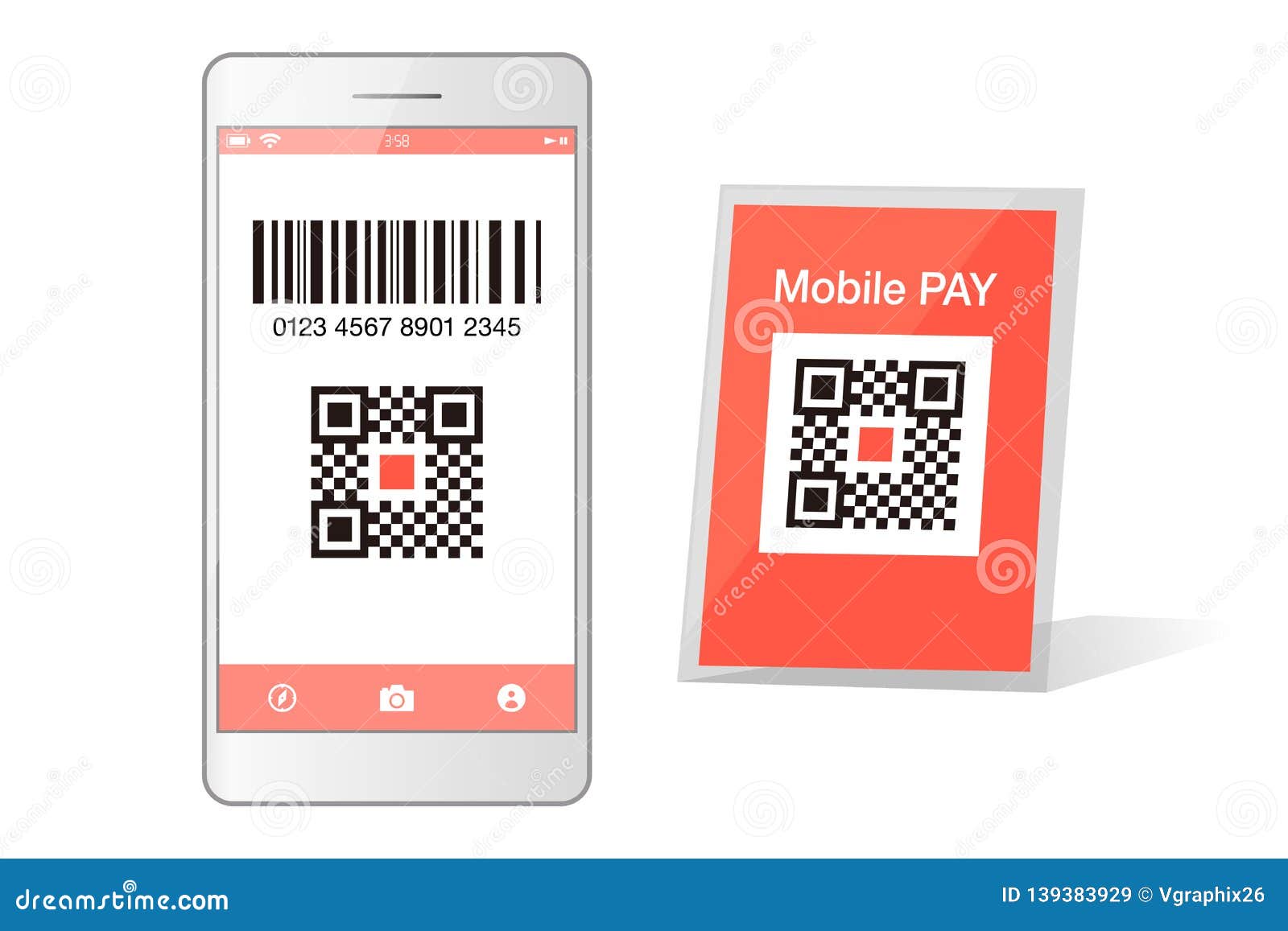 Qr Code Payment Smartphone App Cashless Technology Concept Vector ...