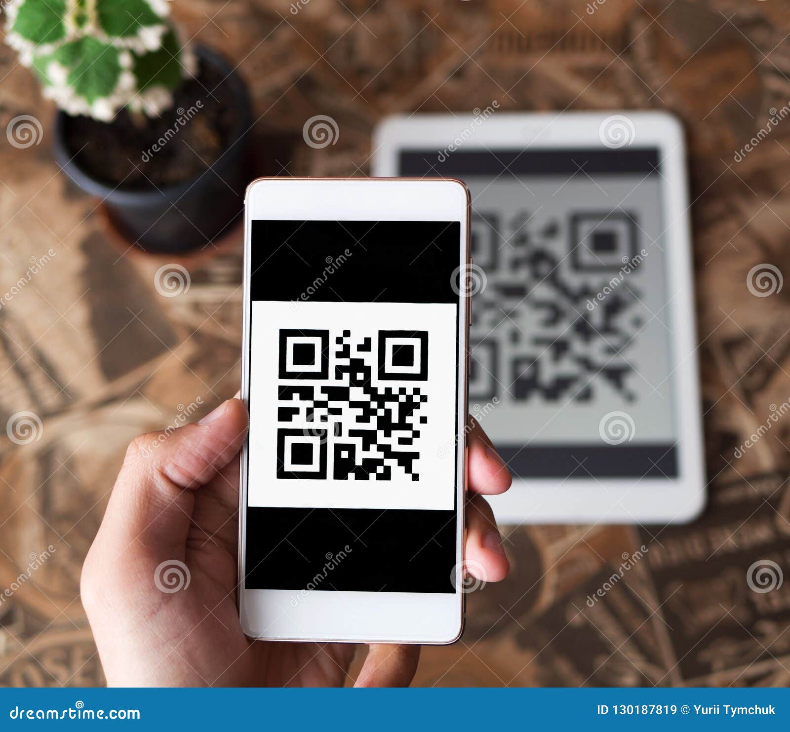 QR Code Payment Transaction Using Cellphone and Tablet Stock Image ... QR Code Payment Transaction Using Cellphone and Tablet Stock Image ...