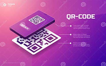 QR Code on Phone. Scan Me Coding for Mobile App Payment, Isometric ...