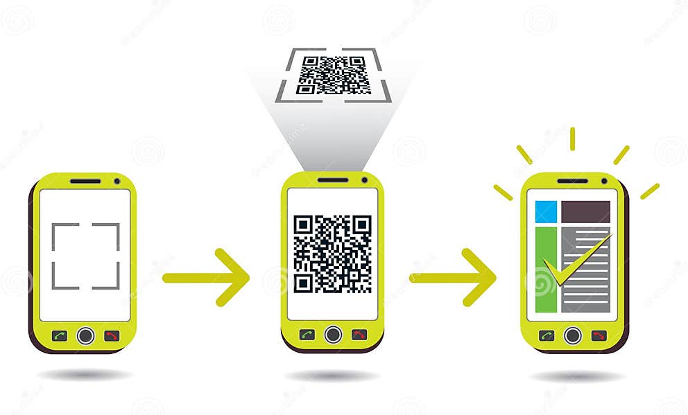 QR Code Processing Showing Cellphone Scanning Stock Illustration ...