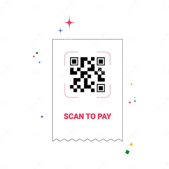 QR Code Receipt with Scan To Pay Text in Flat Vector Illustration ...
