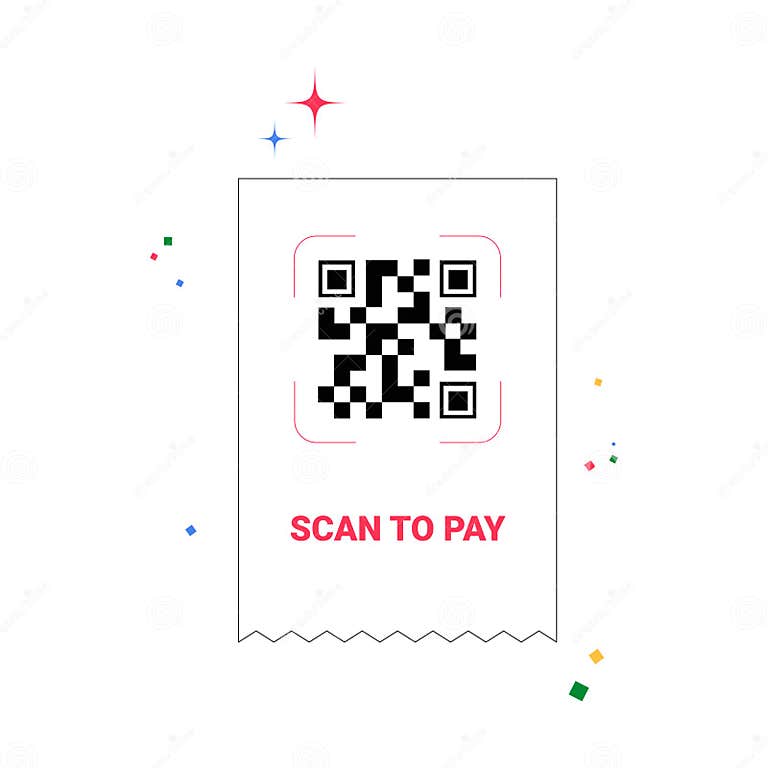 QR Code Receipt with Scan To Pay Text in Flat Vector Illustration ...