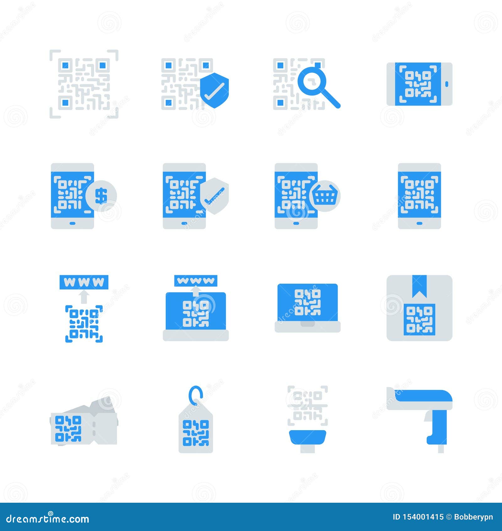 Qr Code Related in Flat Icon Set.Vector Illustration Stock Vector ...