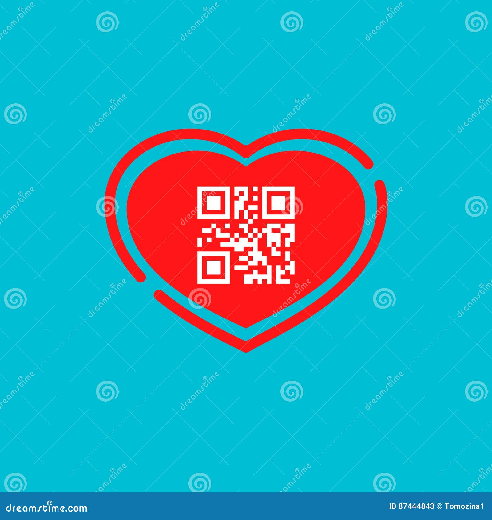 QR code in rood hart vector illustratie. Illustration of liefde - 87444843