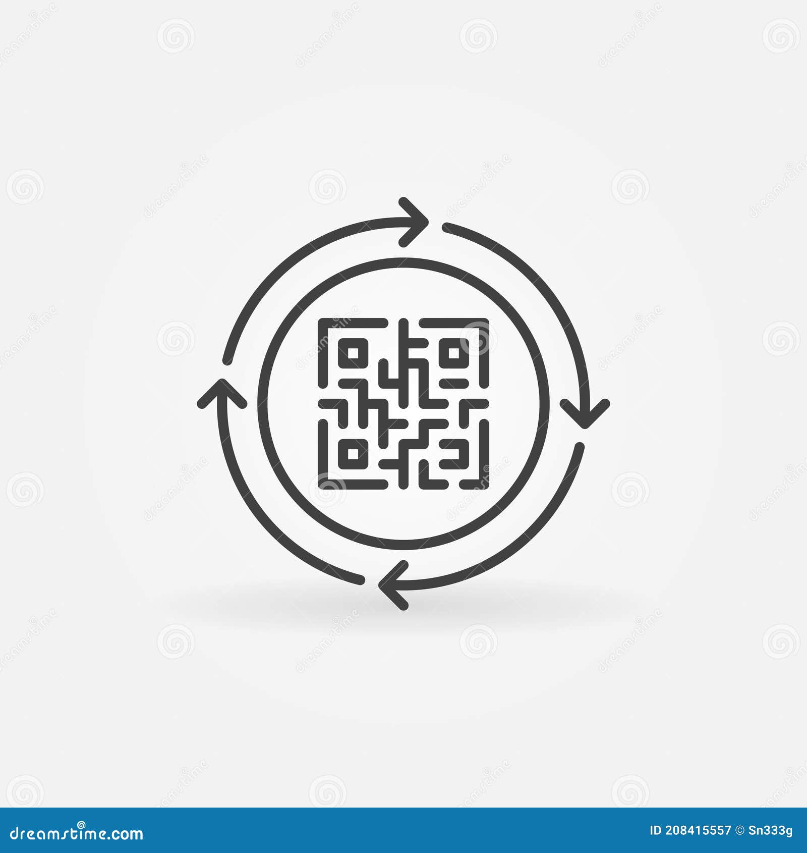 QR Code with Round Arrows Outline Vector Concept Icon Stock Vector ...