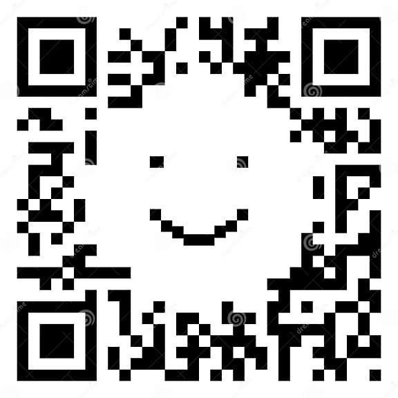 QR Code Sample in the Shape of a Smiling Face Isolated on White Stock ...