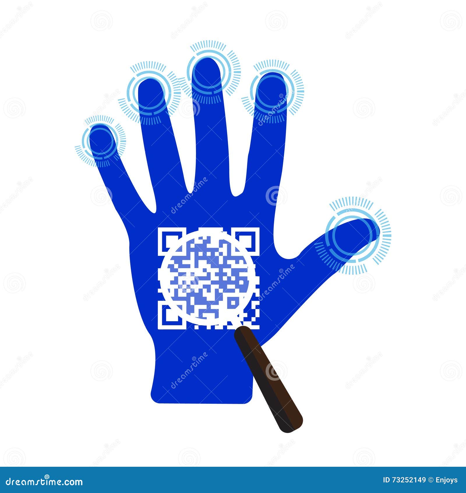 Qr Code in Scan Hand with Magnifying Glass - Vecto Stock Illustration ...