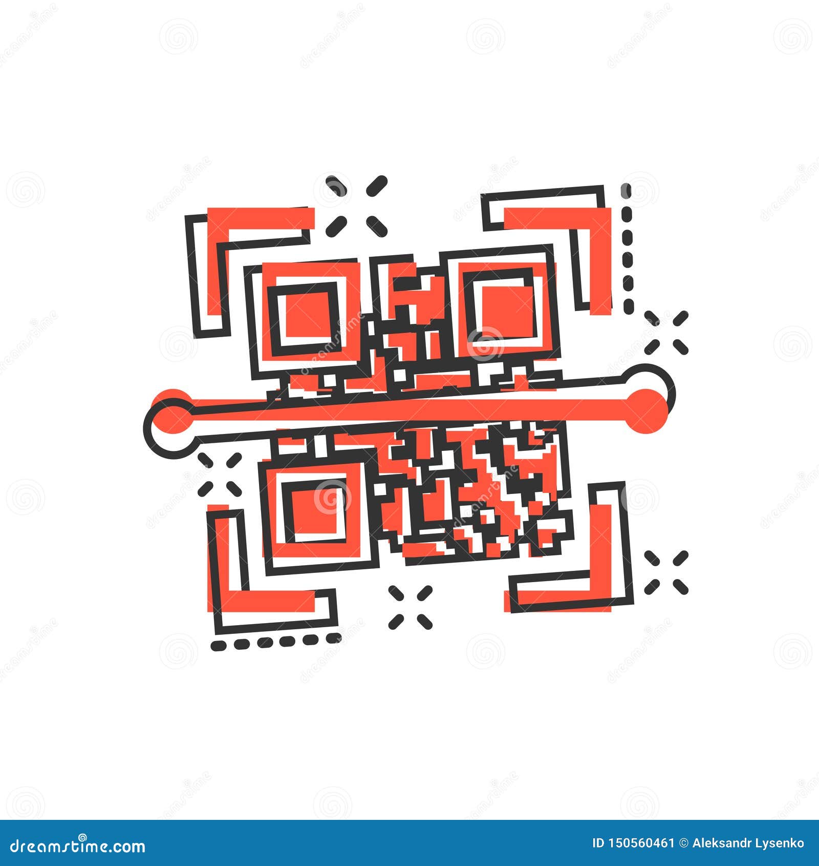 Qr Code Scan Icon in Comic Style. Scanner Id Vector Cartoon ...