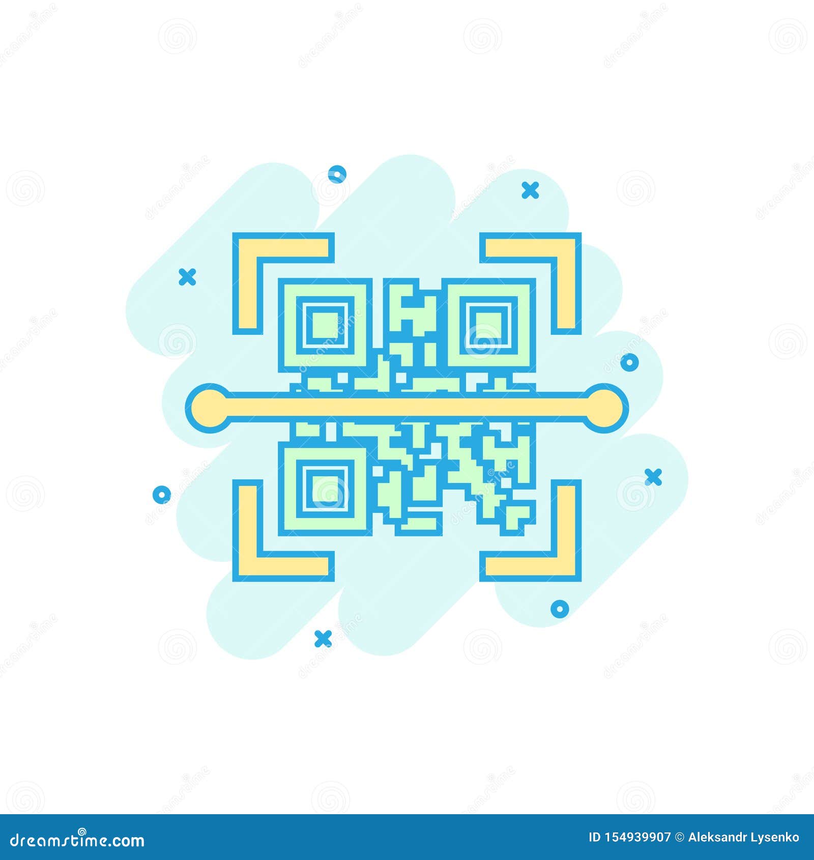 Qr Code Scan Icon in Comic Style. Scanner Id Vector Cartoon ...