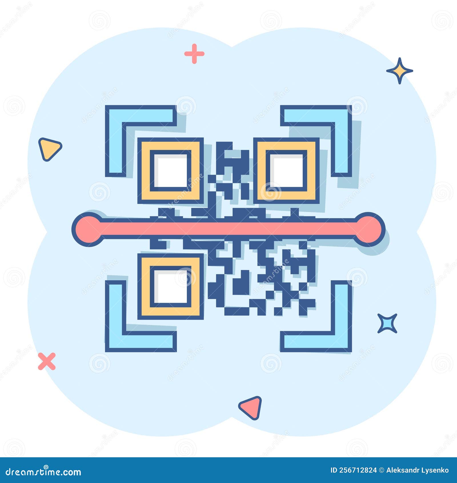 Qr Code Scan Icon in Comic Style. Scanner Id Vector Cartoon ...