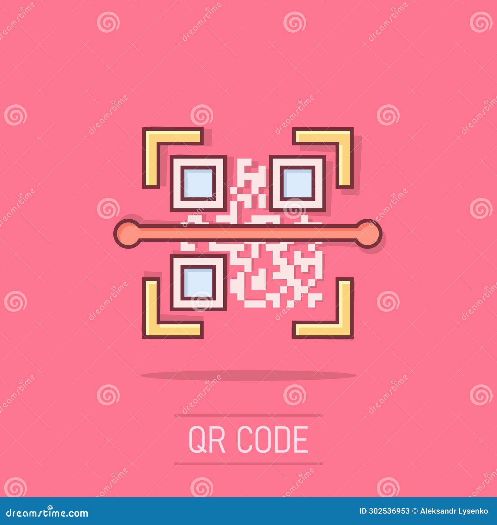 Qr Code Scan Icon in Comic Style. Scanner Id Vector Cartoon ...