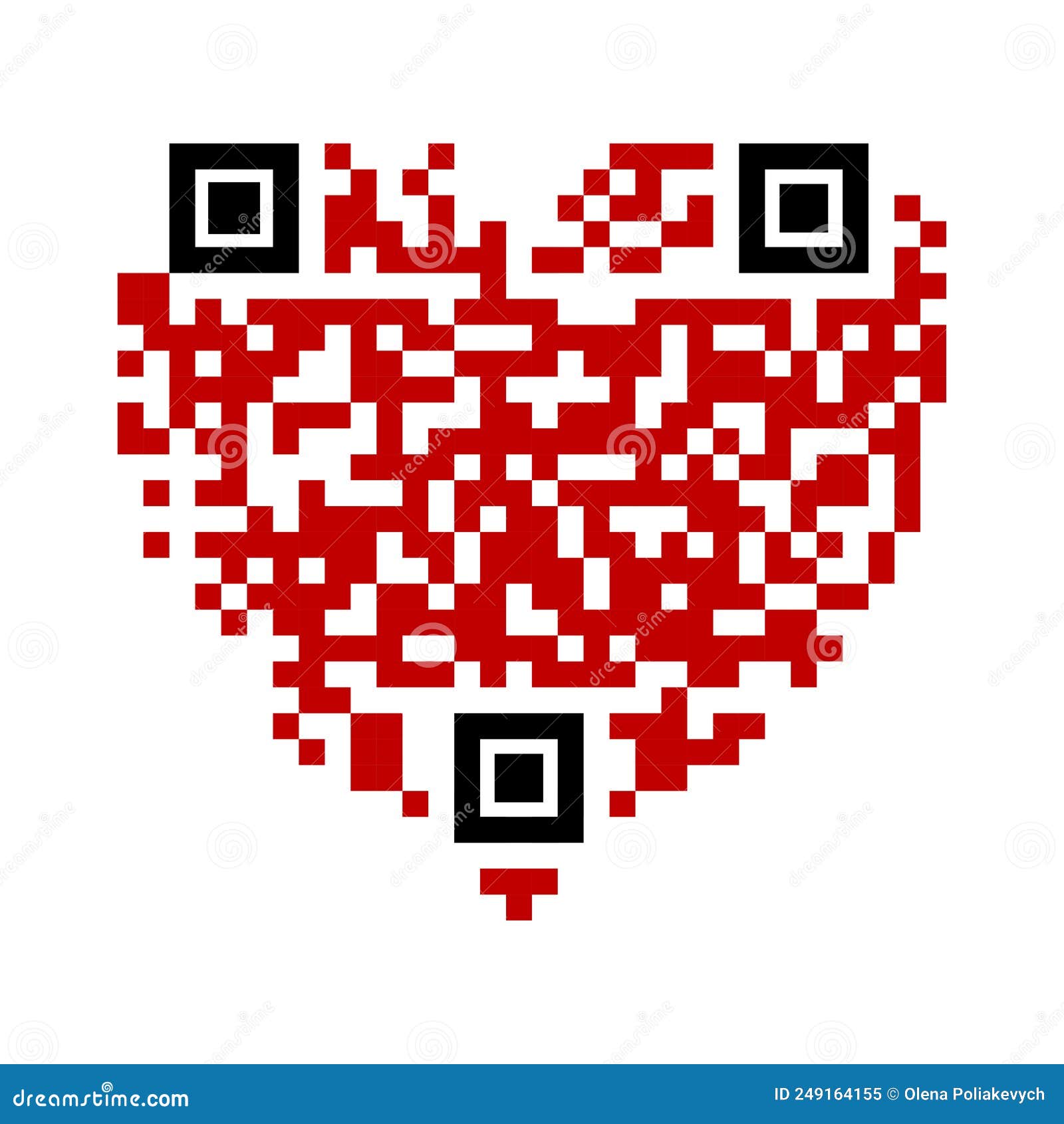 Qr Code Scan Icon. Red Heart. Love Symbol. Vector Illustration. Stock ...