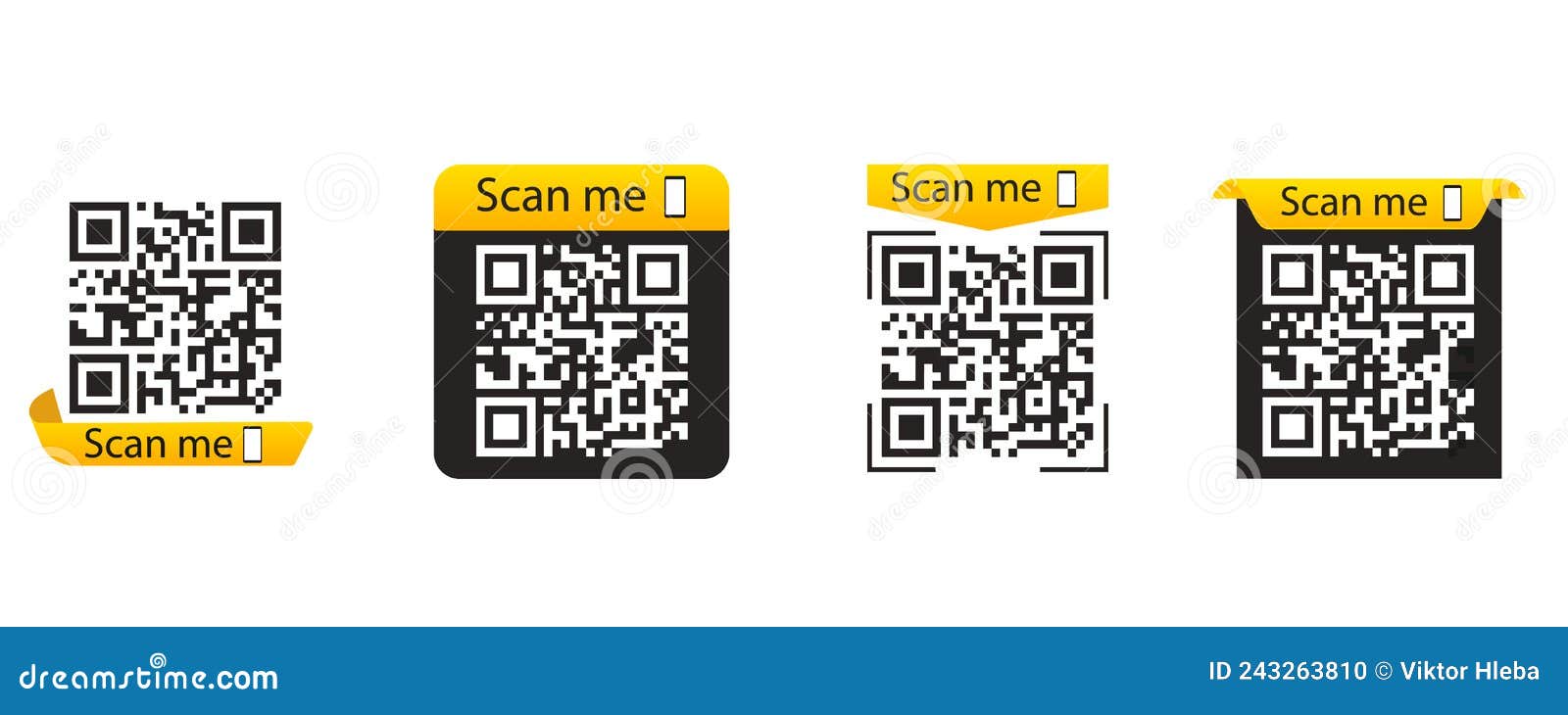 QR Code Scan Icon with Smartphone, Scan Me Barcode Sign, Vector ...