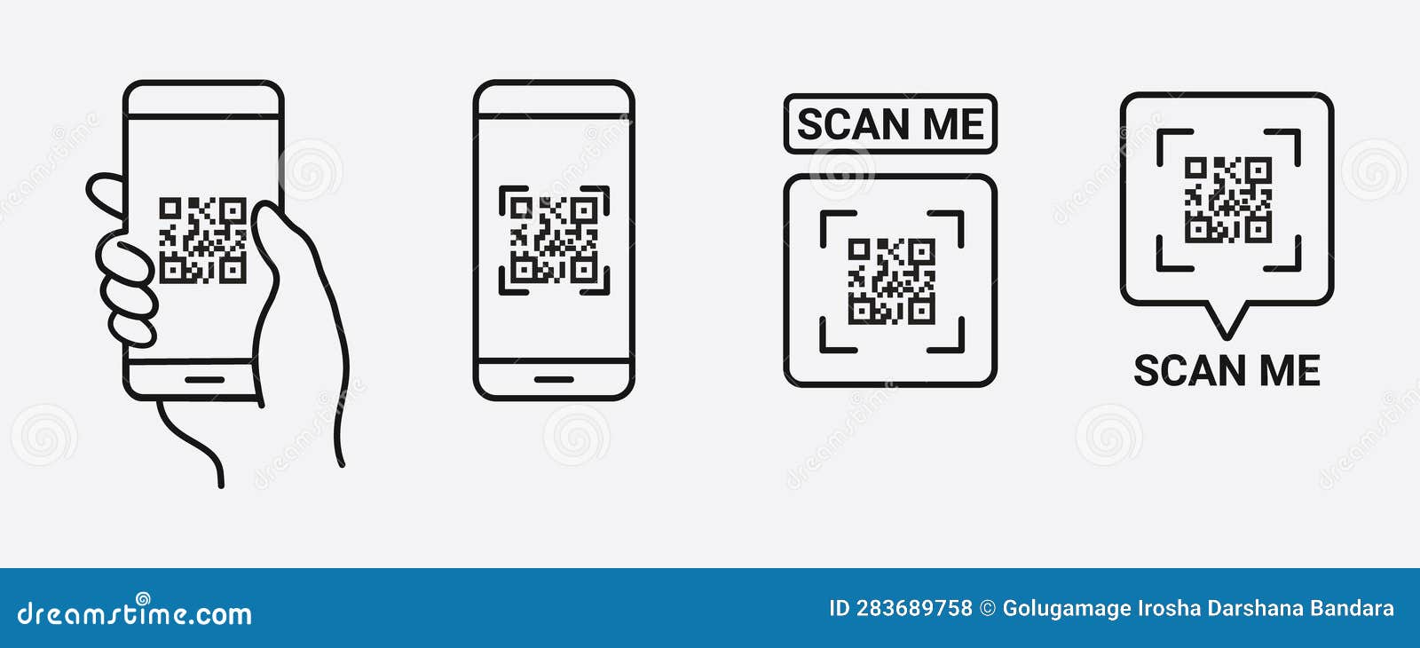 QR Code Scan Icon with Smartphone, Scan Me Barcode Sign, Eps 10 Stock ...