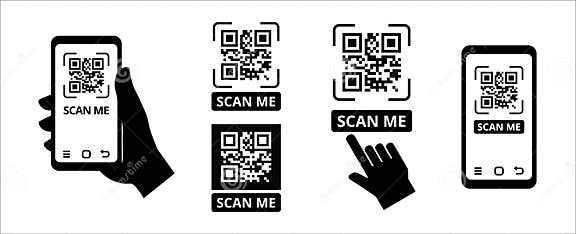 QR Code Scan Me Vector Illustration. Mobile Phone Scan Me Quick ...