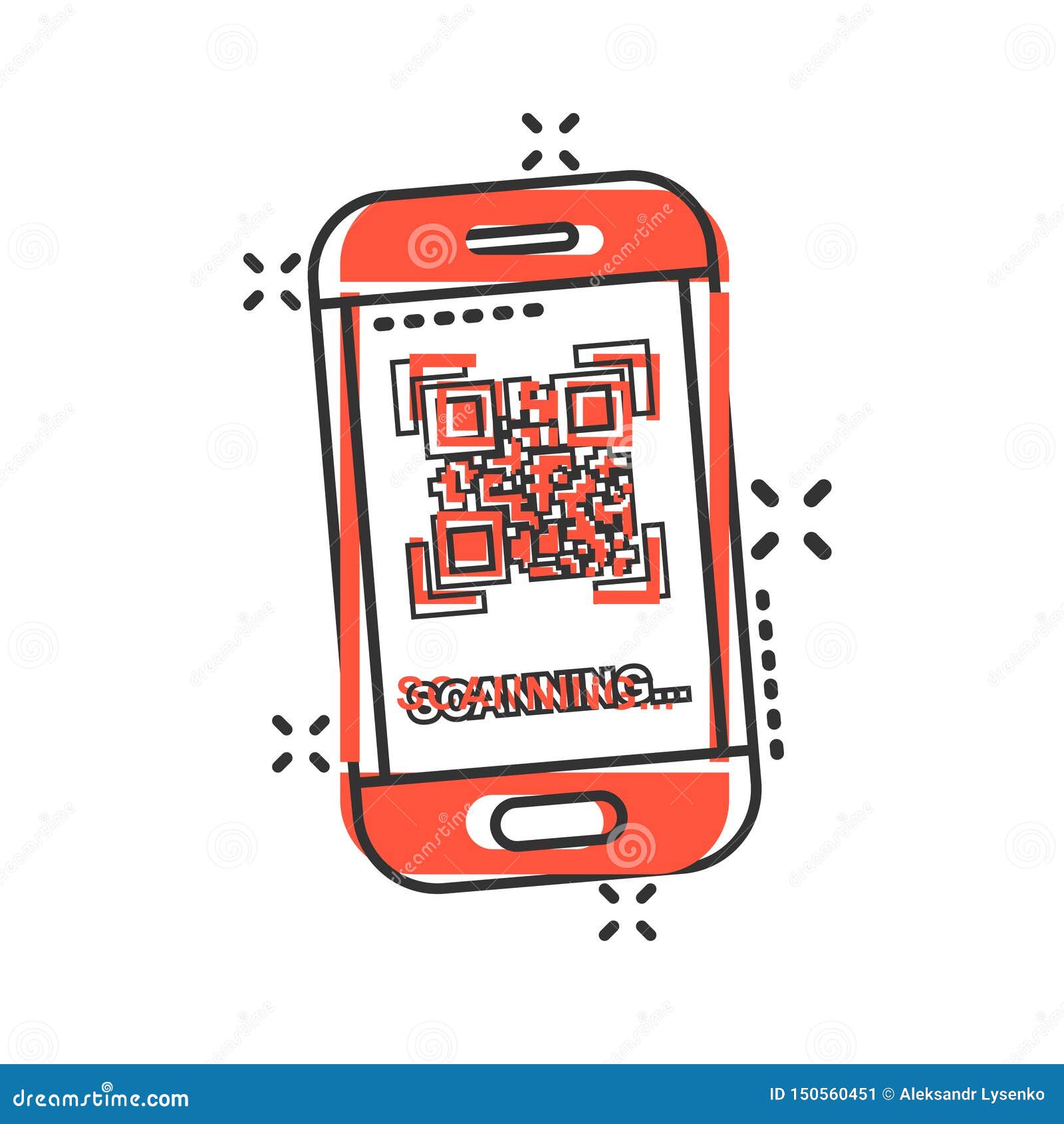 Qr Code Scan Phone Icon In Comic Style. Scanner In Smartphone Vector ...