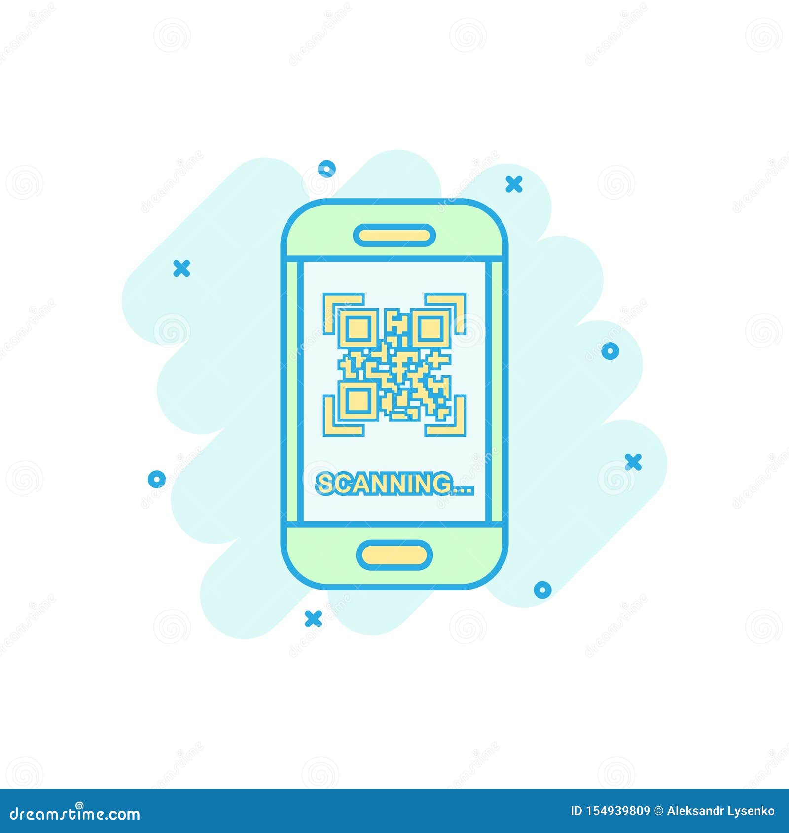 Qr Code Scan Phone Icon in Comic Style. Scanner in Smartphone Vector ...