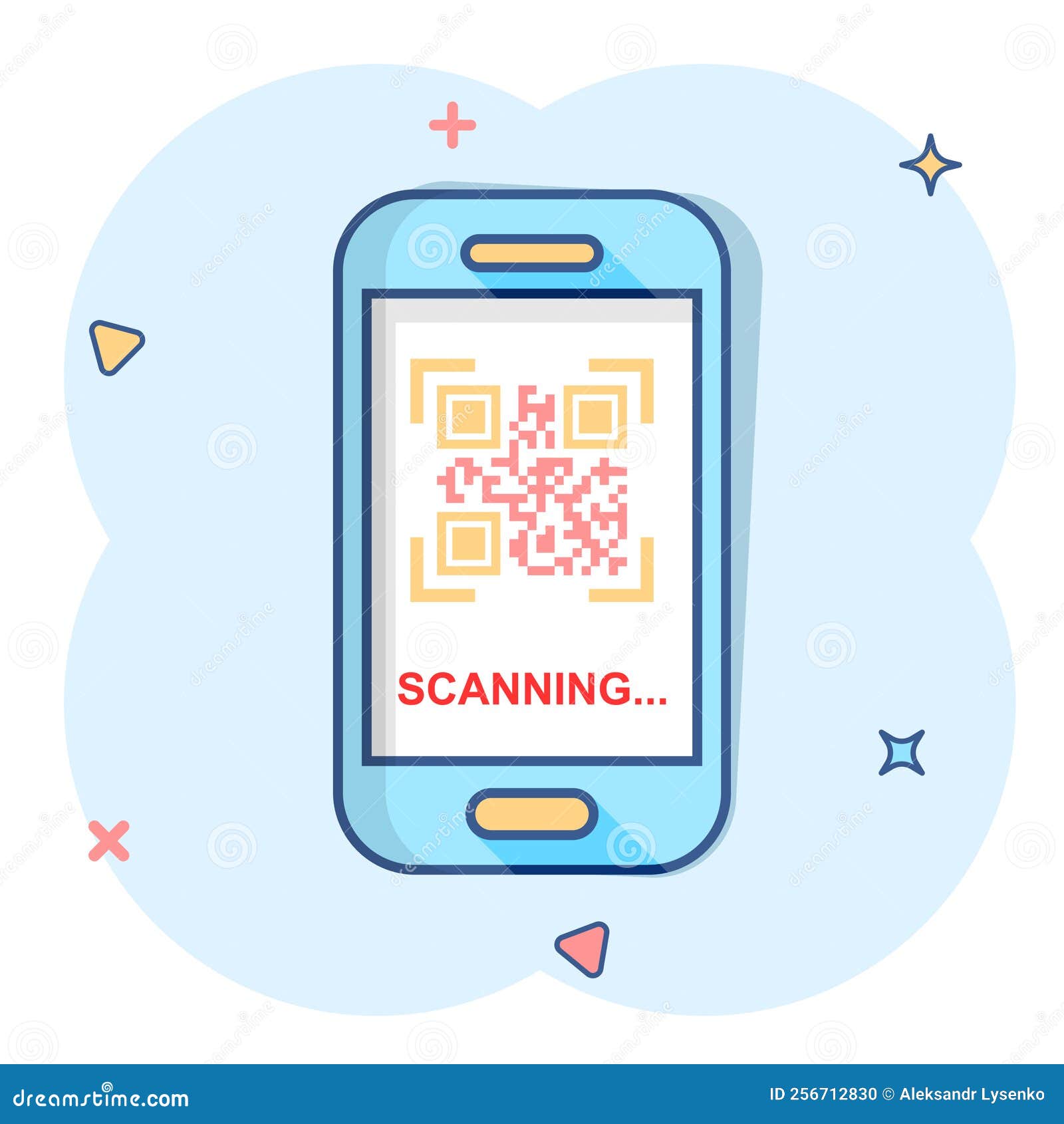 Qr Code Scan Phone Icon in Comic Style. Scanner in Smartphone Vector ...