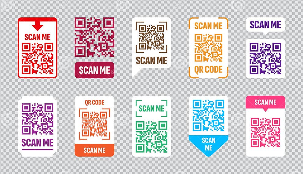 QR Code Scan. Qrcode Design Frame. Barcode Scanner with White Tag for ...