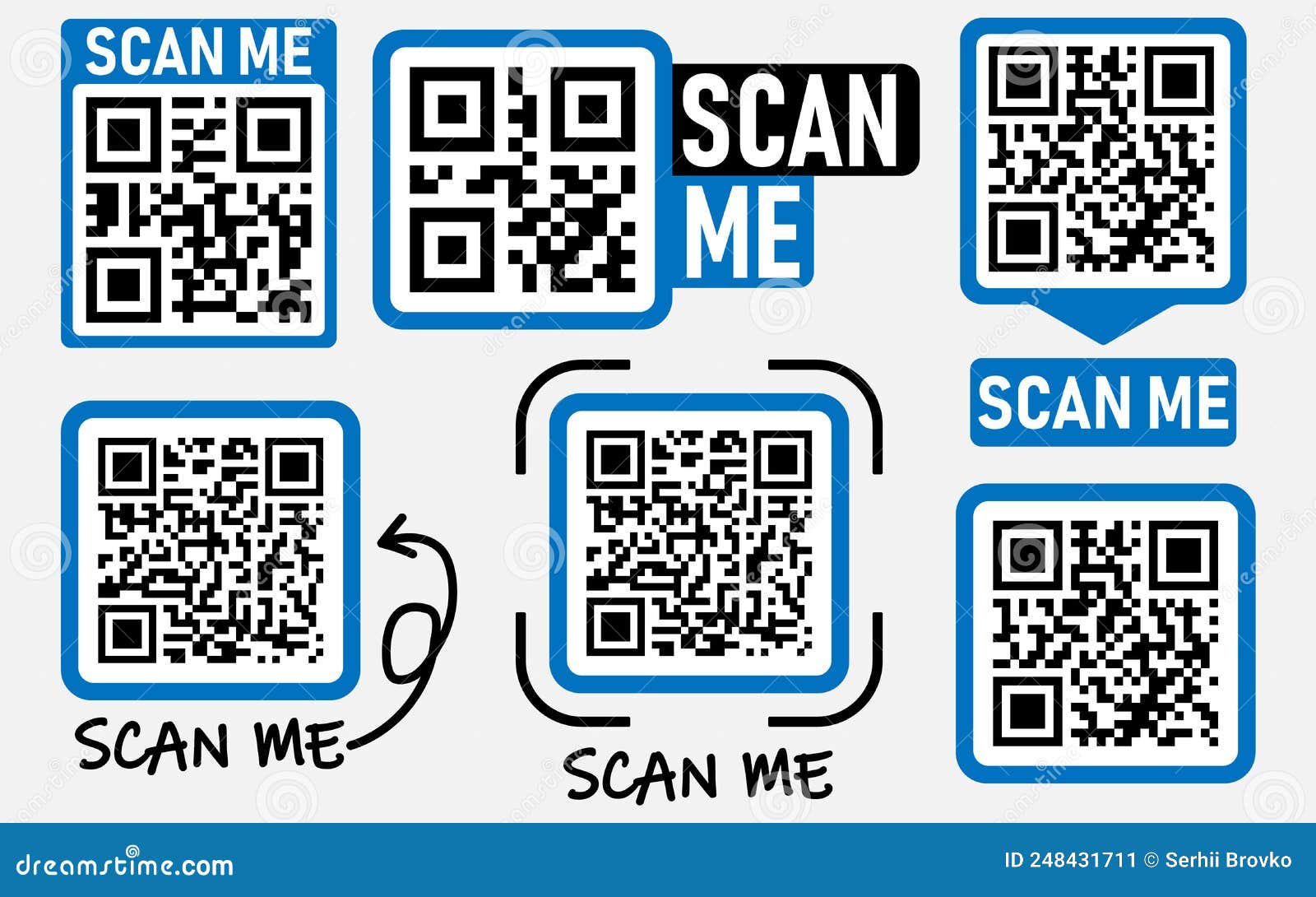 Qr Code Scan For Smartphone Qr Code Frame Template Scan Me Qr Code For Smartphone Stock Vector