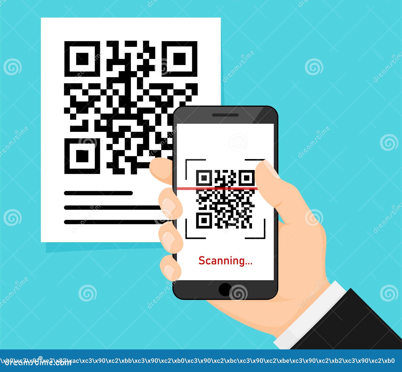 QR Code Scan To Smartphone for Detail, Qr Code for Payment. Mobile ...