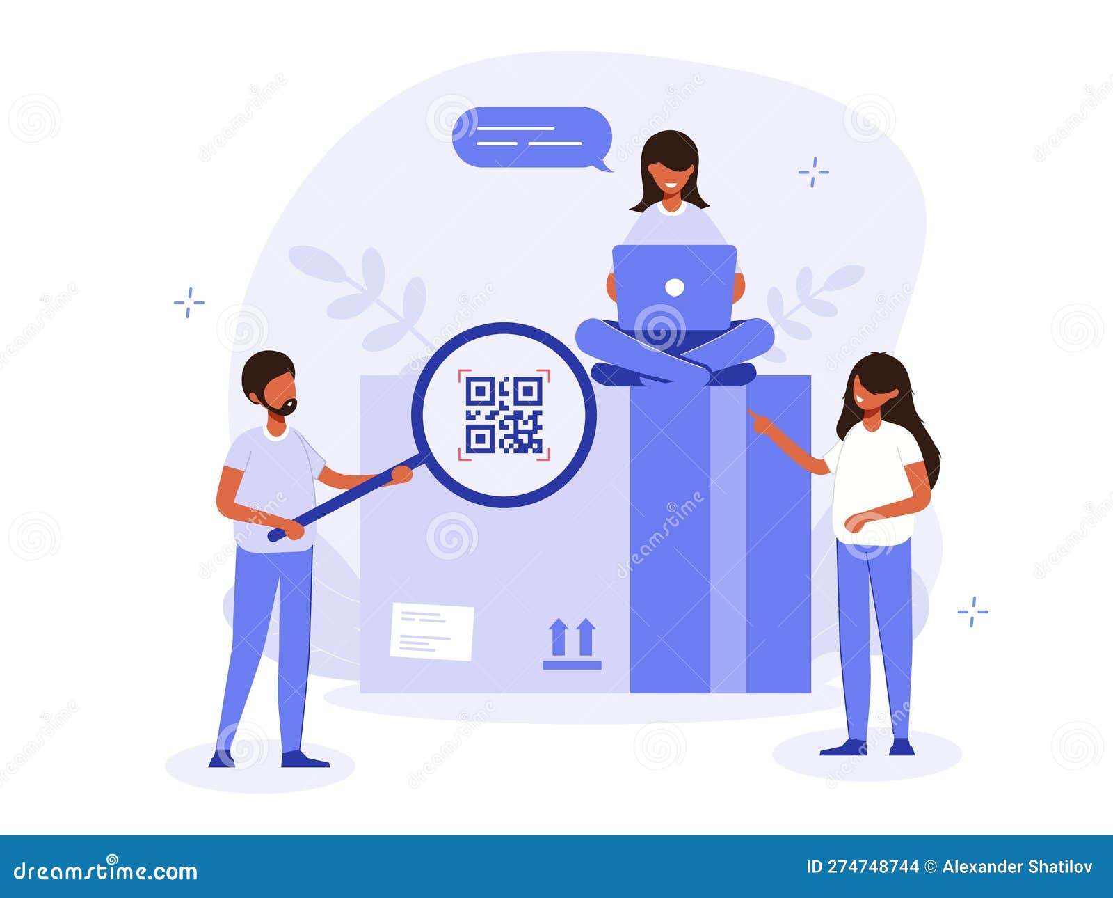 QR Code Scaner Illustration Concept. People Scan the Barcode when they ...