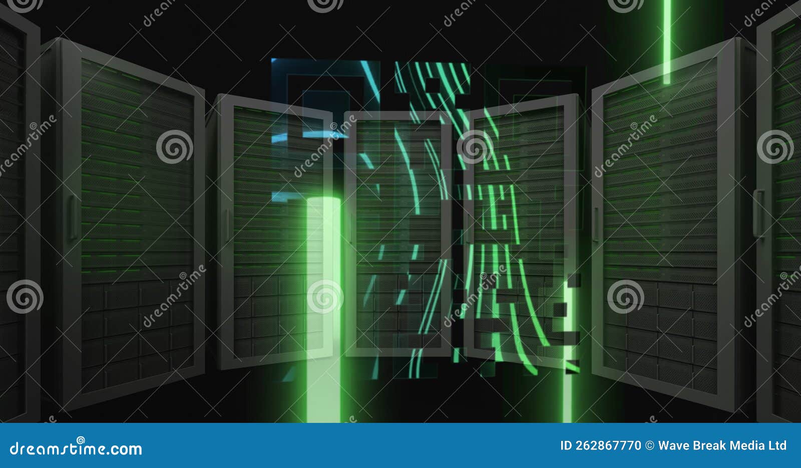 QR Code Scanner Against Computer Servers Stock Illustration ...