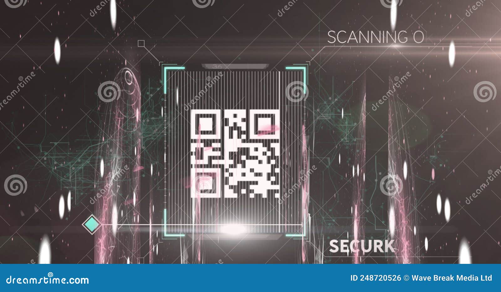 QR Code Scanner Against Screens of Network of Connections Stock ...