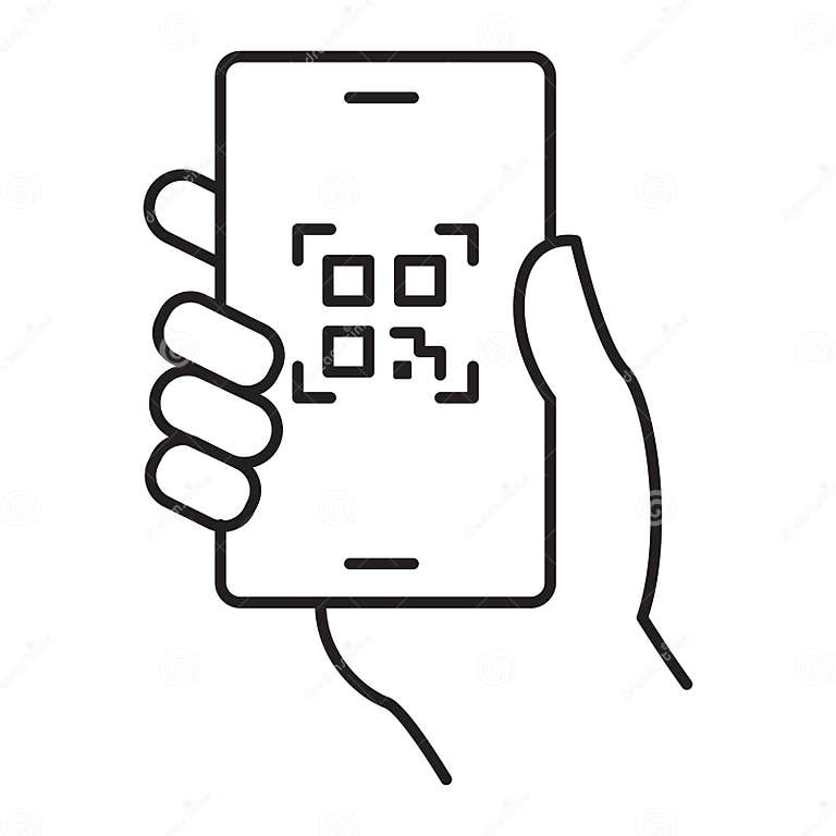 QR Code Scanner App. Smartphone with QR Code. Handheld Code Reader ...