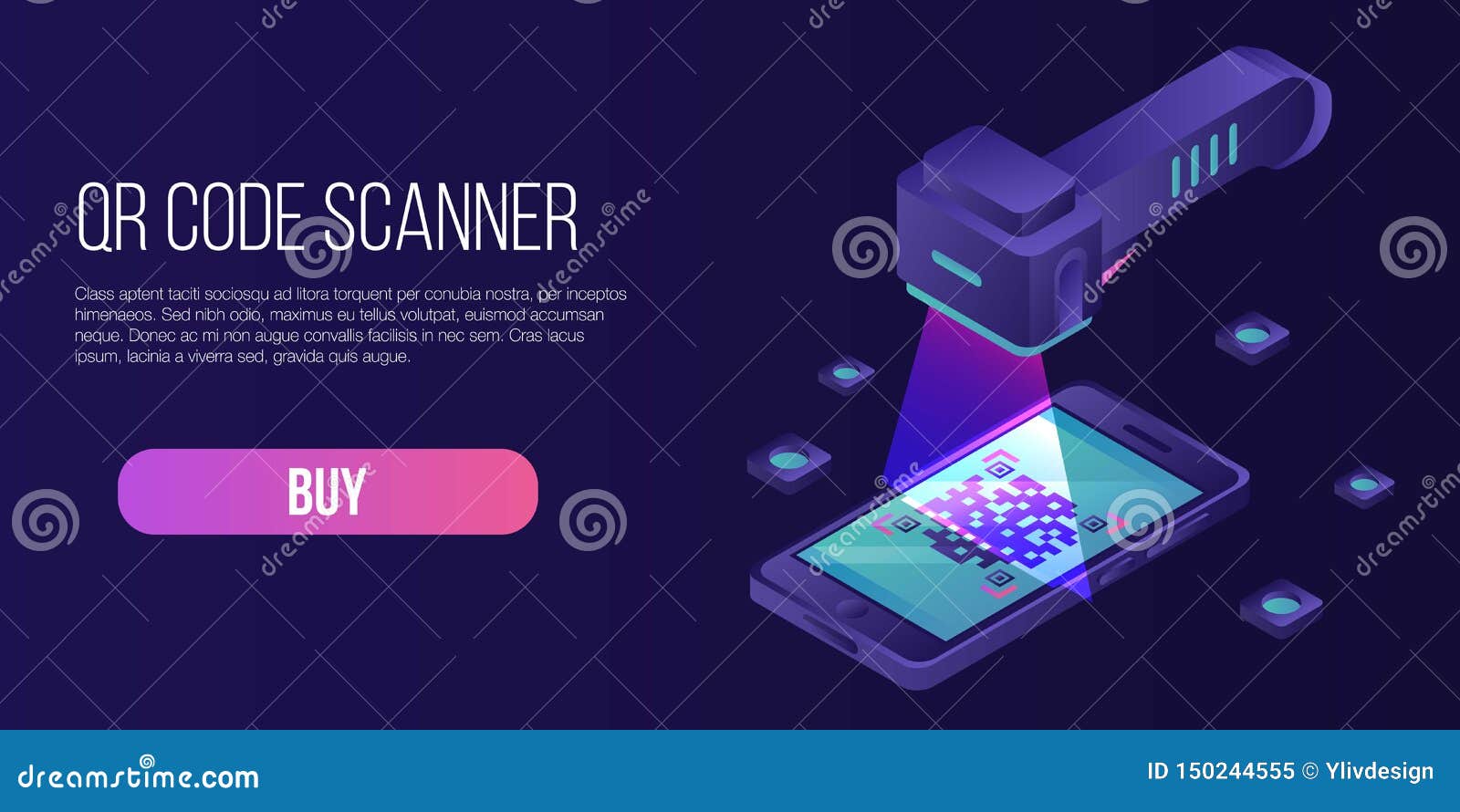 Qr Code Scanner Concept Banner, Isometric Style Stock Vector ...