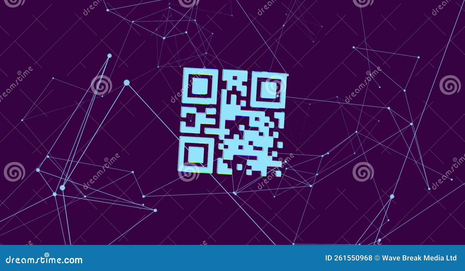 QR Code Scanner Over Network of Connections Against Blue Background ...