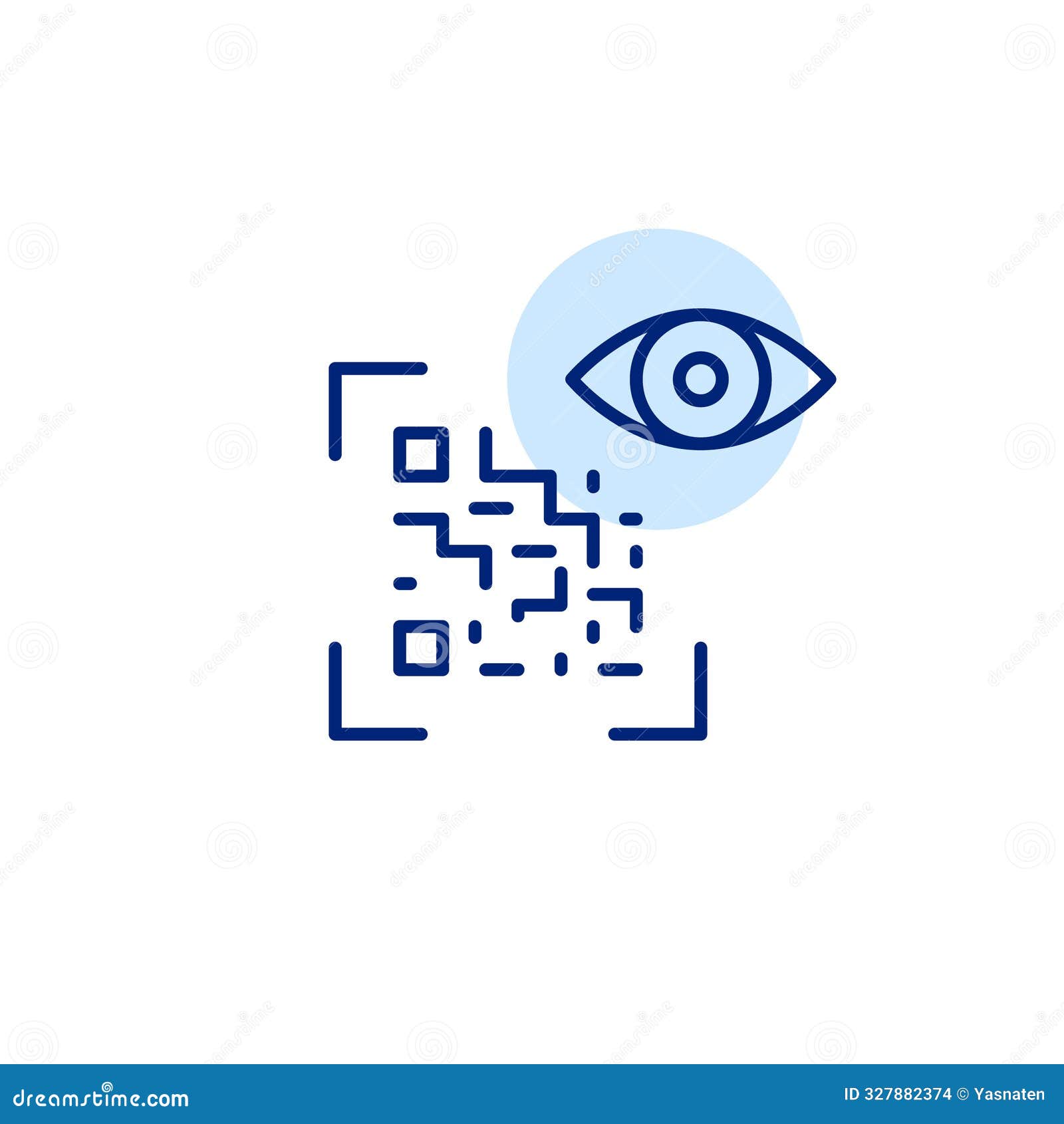 Qr Code Scanning And Eye Symbol. Digital Authentication, Code Verification. Pixel Perfect ...