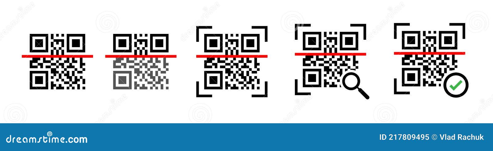 Qr Code Scanning Icon Set. Qr Code Scanners Set. Different Qr Code ...