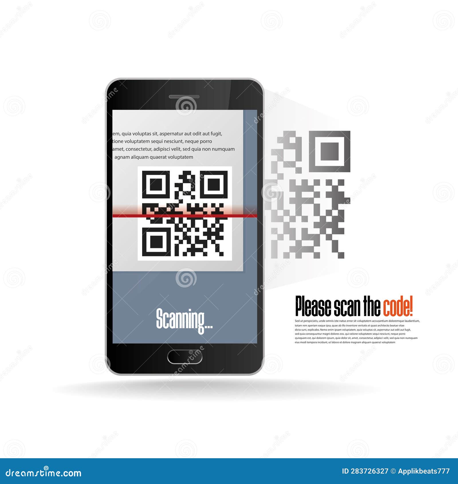 QR Code Scanning with Mobile Phone Realistic Stock Vector ...