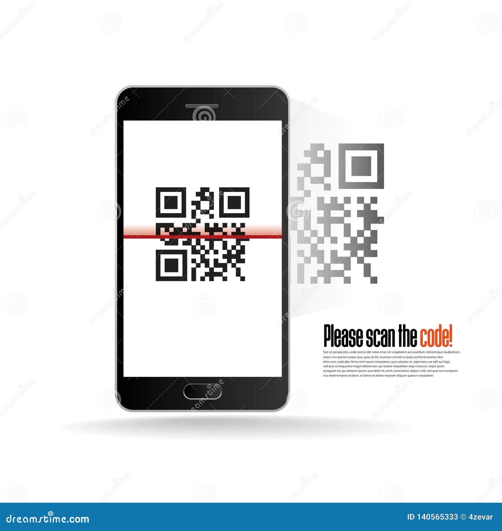 QR Code Scanning with Mobile Phone Realistic Stock Illustration ...