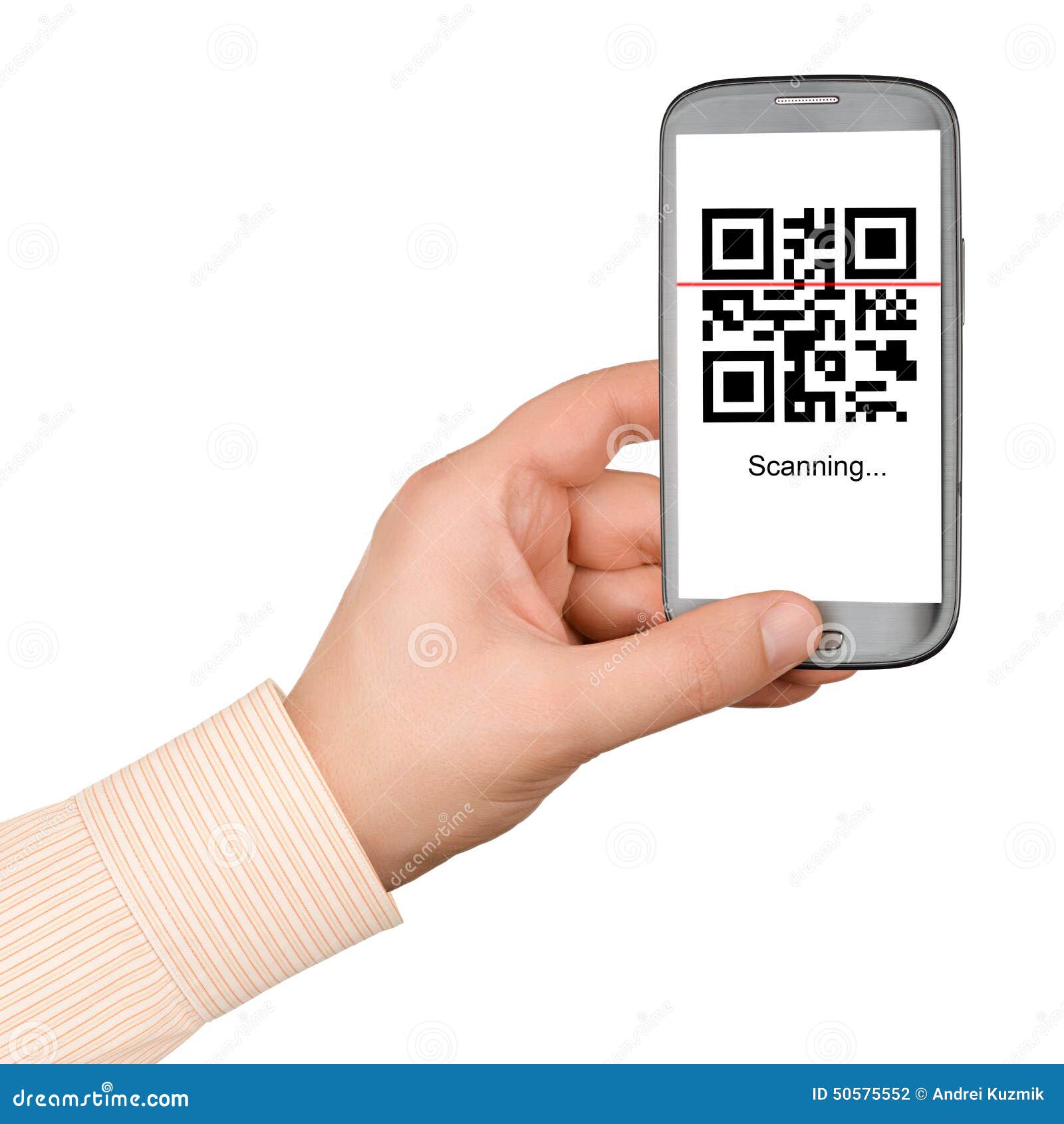 QR code stock photo. Image of hand, phone, display, mobile - 50575552