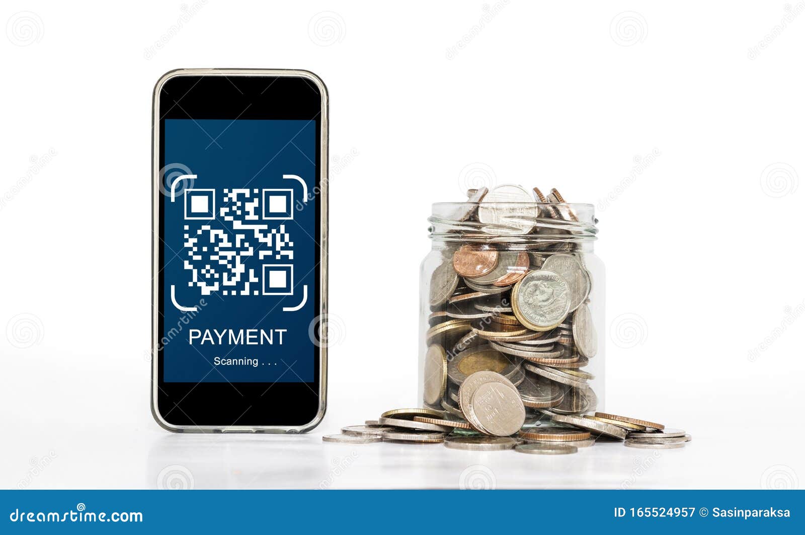 QR Code Scanning Payment. Mobile Smart Phone Scan QR Code for Payment ...