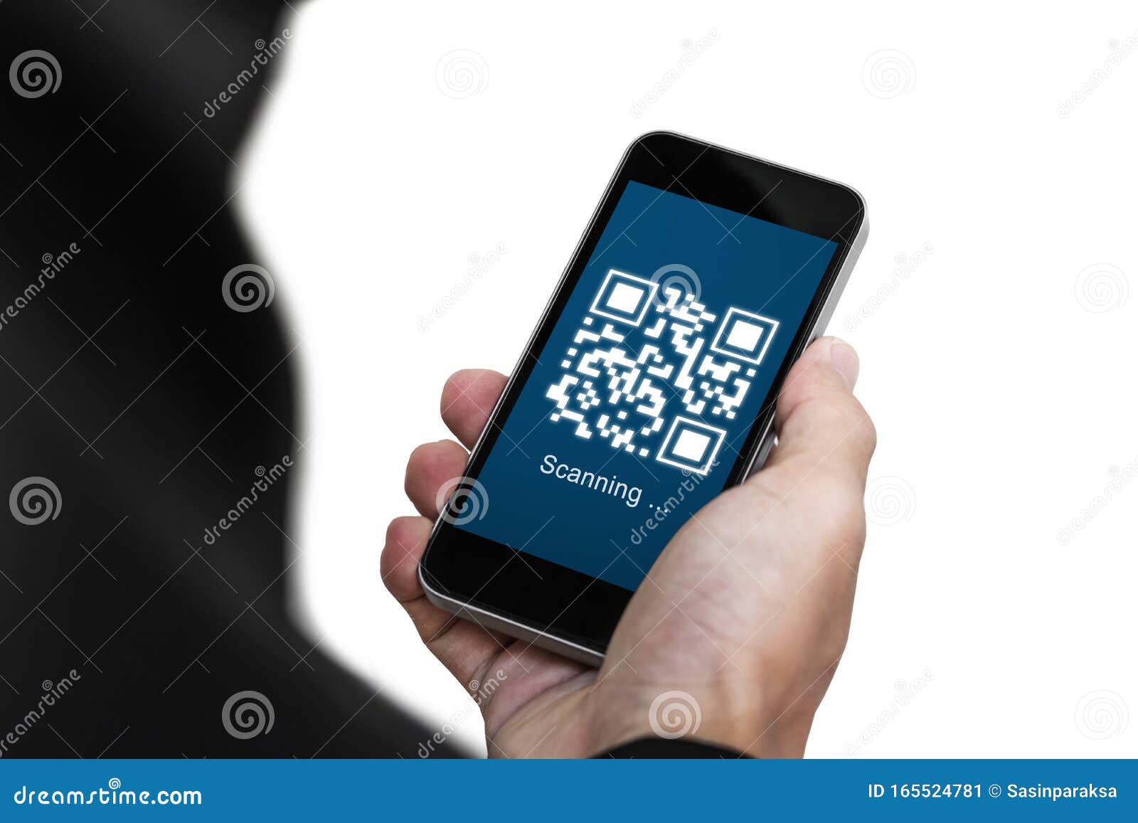 Qr Code Scanning Payment And Verification Businessman Holding Mobile Smart Phone Scan Qr Code